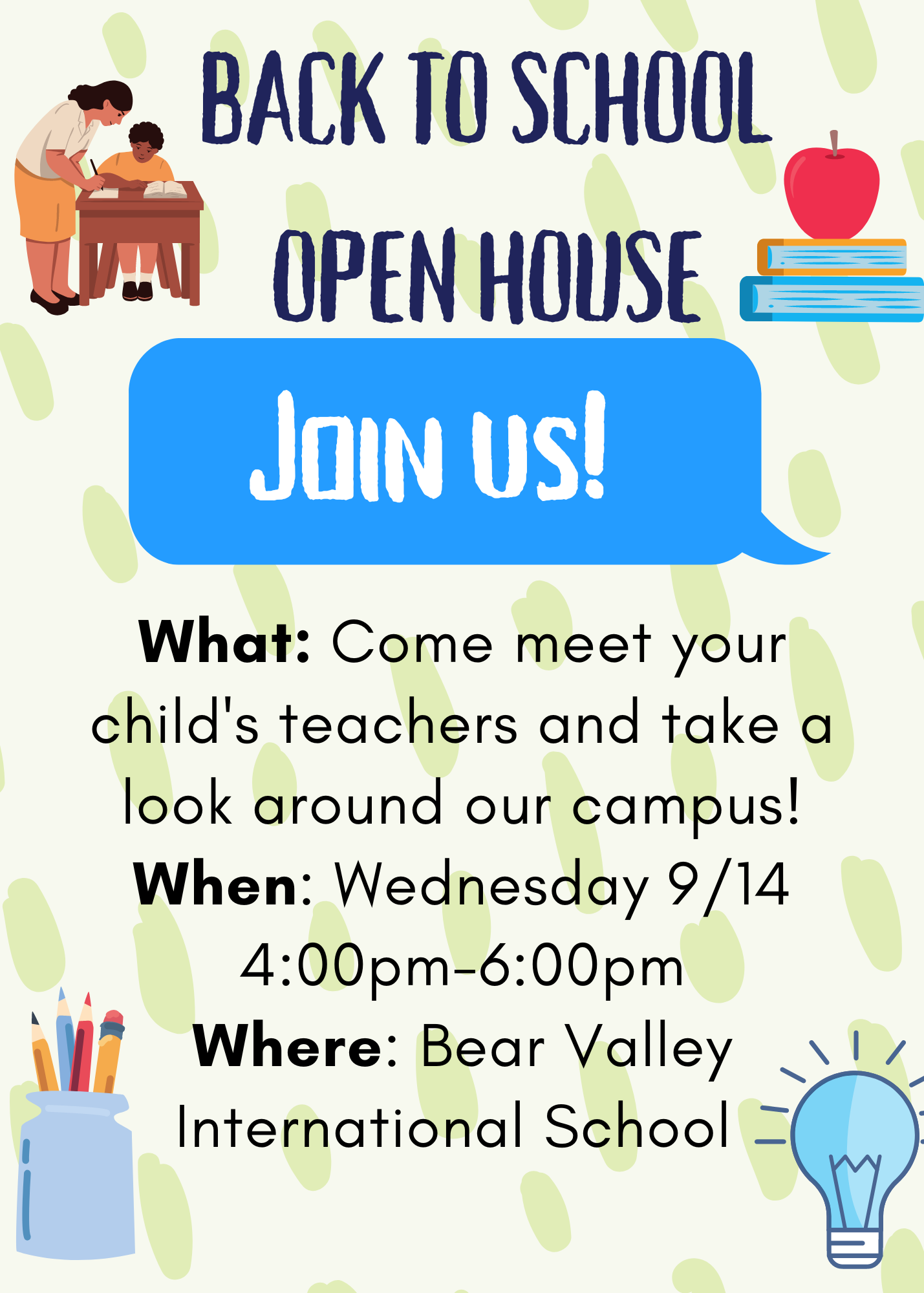 Bear Valley International School » Back to School Event!