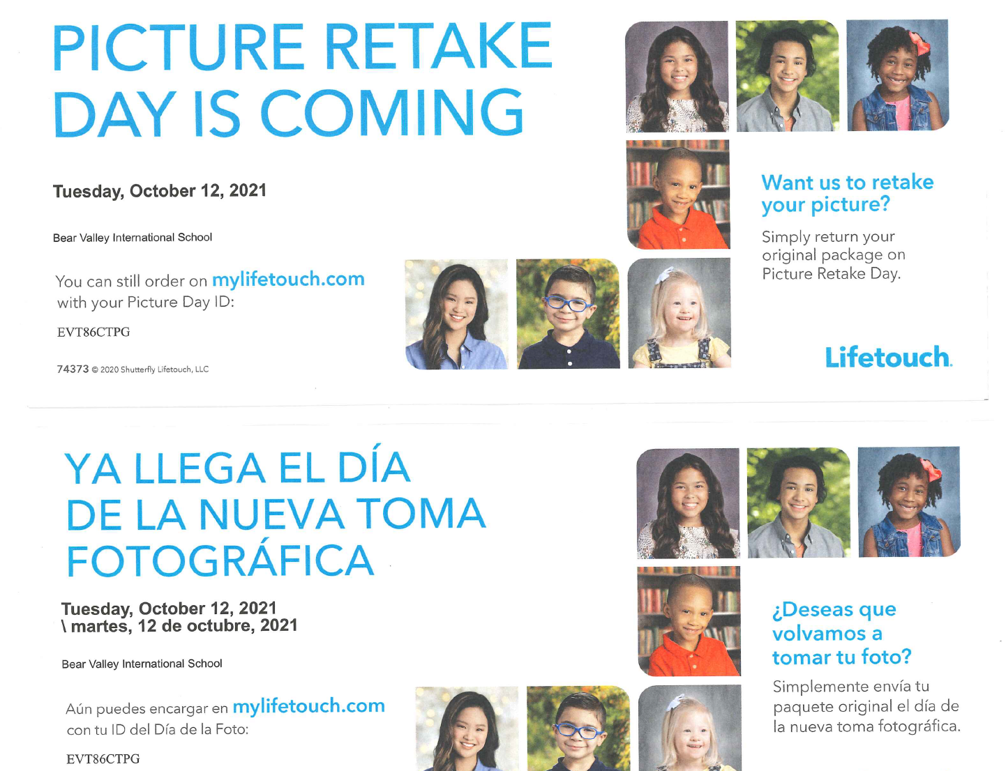 Bear Valley International School » Picture Retake Day is Coming!